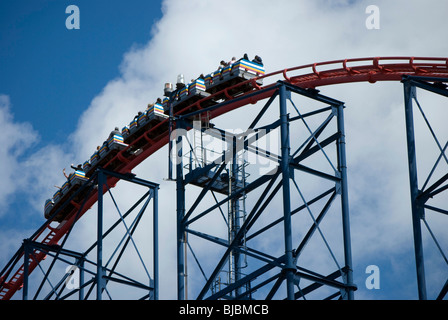 Riders on the Pepsi Max Big One rollercoaster at Blackpool Pleasure ...