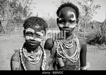 Hamar Tribe Kids With Traditional Necklace And Hairstyle, Turmi, Omo ...