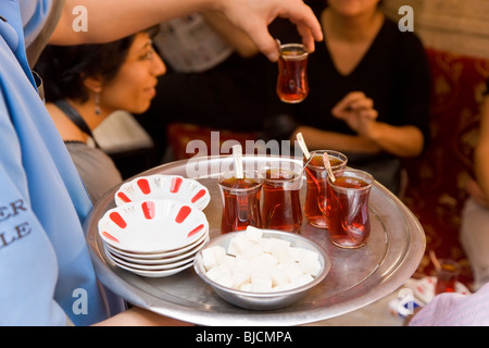 Turkish tea being served in Turkish Tea House Istanbul Turkey Stock ...