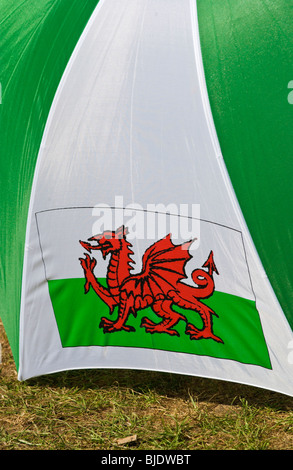 Welsh red dragon flag on umbrella at National Eisteddfod of Wales ...