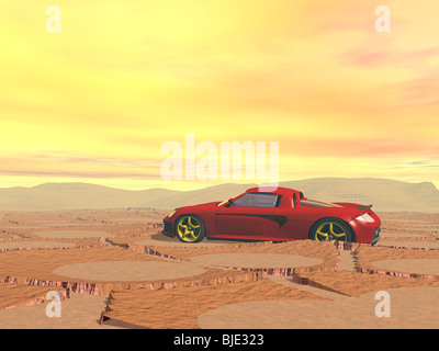 Red car stacked in desert sands Stock Photo - Alamy