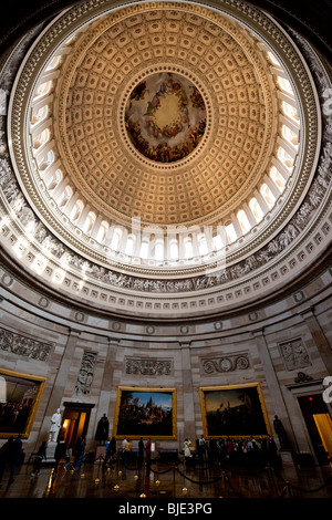 The ceiling of the Rotunda in the Capitol Building in Washington D.C ...