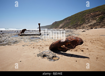 The anchor from the 1869 Marie Gabrielle shipwreck, Moonlight Head ...