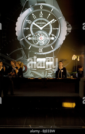 Switzerland, Basel, Baselworld, fair entrance, watches, business men ...