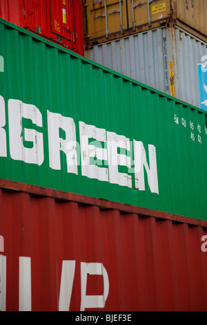 Rows of UBC Stacked containers at Bulmers Container Yard, Middlesbrough ...