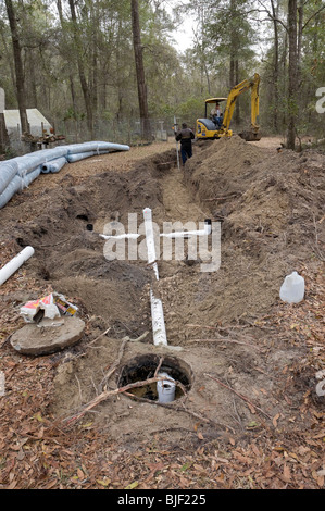 installing new septic system drainfield with EZ flow recycled plastic ...