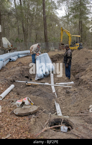 installing new septic system drainfield with EZ flow recycled plastic ...
