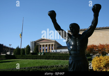 Statue of Sylvester Stallone as Rocky Balboa near the Philadelphia ...