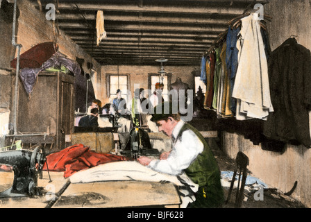 Workers in Sweatshop, New York City, USA, Circa 1908 Stock Photo - Alamy