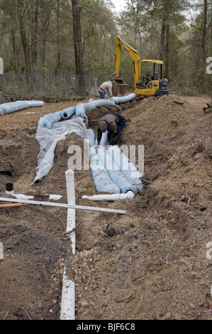 installing new septic system drainfield with EZ flow recycled plastic ...