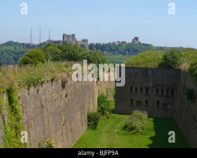 Drop Redoubt with Dover Castle in the distance, Western Heights, Dover ...