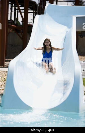 girl on waterslide Stock Photo - Alamy