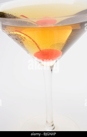 Manhattan Cocktail with a cherry garnish. Beverage Concept Stock Photo ...