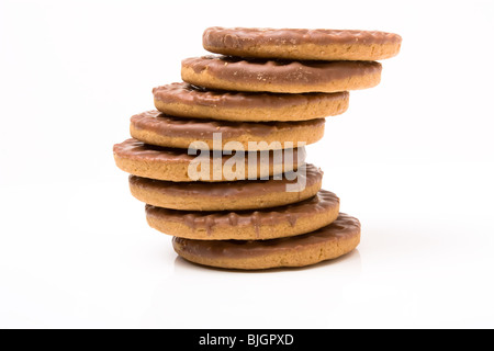 Pile of chocolate digestive biscuits Stock Photo - Alamy