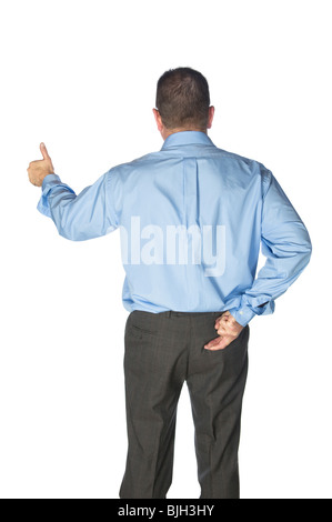 Businessman thumbs up. rear view Stock Photo - Alamy