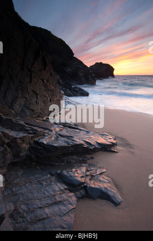 Sunset at Porthcothan Cornwall UK Stock Photo - Alamy