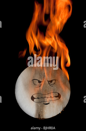 Fire with face. Fire flames on black background isolated. fire patterns ...