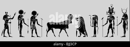 Egyptian Gods and Goddess - Anubis, Seth, Horus and Hathor Stock Photo ...