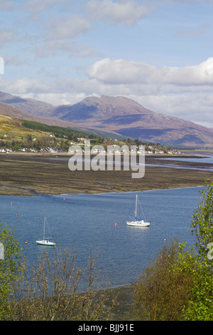 View of Lochcarron village Wester Ross with mountains behind Stock ...