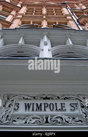 decorative house number sign for 3 wimpole street, london, england ...