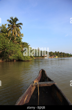 Backwater tour on a tributary of the Poovar River, Puvar, Kerala, South ...