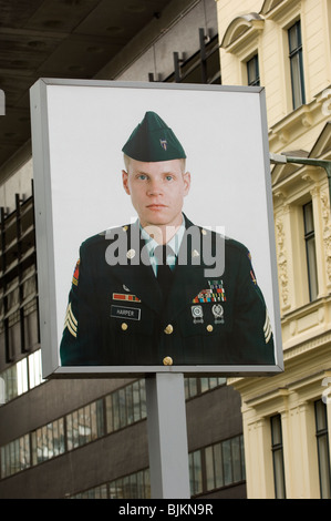 Checkpoint Charlie; Portrait of Soviet soldier at Checkpoint Charlie ...