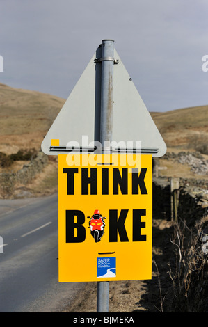 Think Bike road safety sign in the UK Stock Photo - Alamy