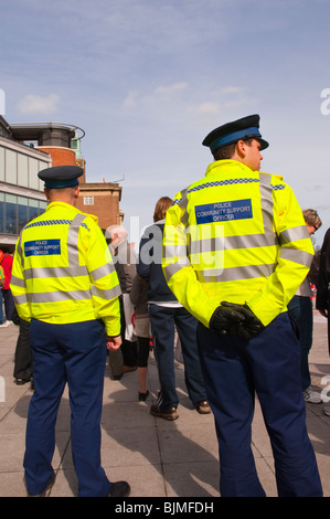 Police Community Support Officers on a foot patrol on a housing estate ...