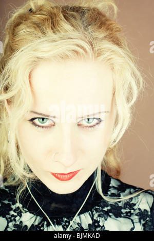 Woman, blond, Gothic, face, portrait Stock Photo - Alamy