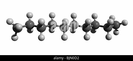 Decane molecule (colorcode: black=carbon, white=hydrogen Stock Photo ...
