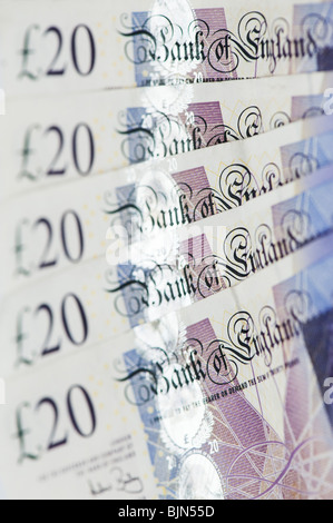 A fan spread of English Twenty pound notes Stock Photo - Alamy