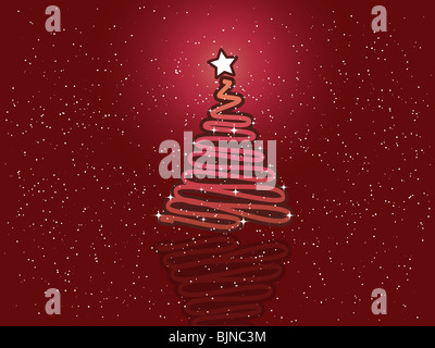 Scribble Christmas tree on a snowy background Stock Photo - Alamy