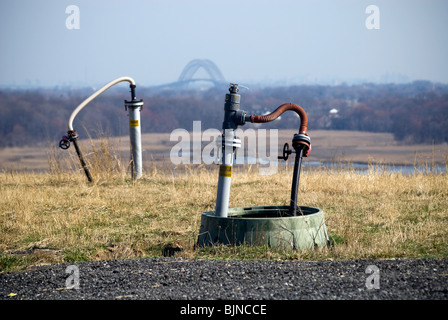 An active methane gas collection wellhead seen on South Mound in the ...