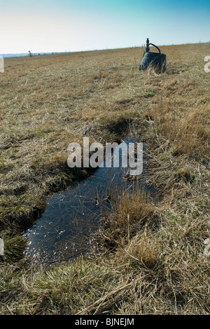 An active methane gas collection wellhead on Little South Mound in the ...