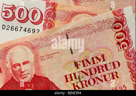 Icelandic currency money 500 Kronur notes Stock Photo - Alamy
