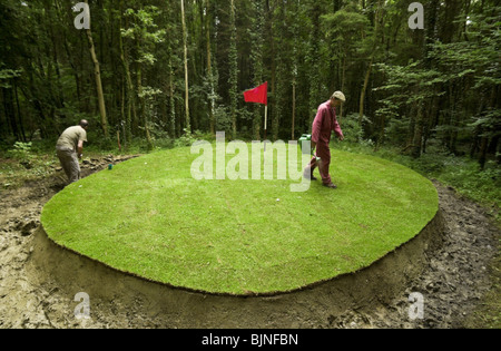 Landscape sculpture by Mick Petts a single golf green, entitled "Green ...