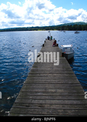 Small boat at jetty on loch Stock Photo - Alamy