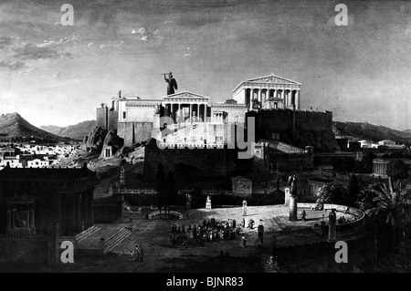 Reconstruction of the Acropolis of Athens, Greece, Europe Stock Photo ...