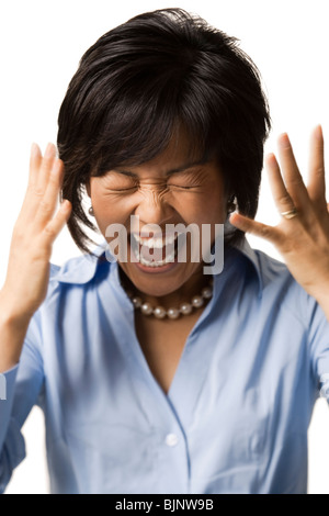 asian woman shouting with smiling face Stock Photo - Alamy