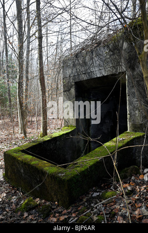 Concrete World War II bunker along the anti-tank canal of the KW Line ...