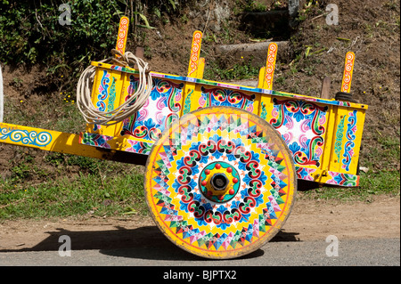 Traditional Costa Rican decorated ox carts, carretas, parade down ...