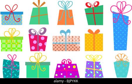 Cartoon styled gift boxes Stock Photo - Alamy