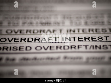 A bank statement showing overdraft Stock Photo - Alamy