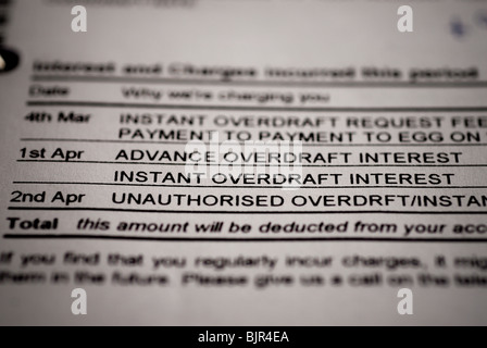 A bank statement showing overdraft Stock Photo: 24848671 - Alamy