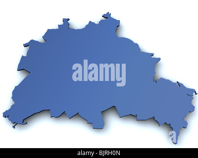 Shape of Berlin, state of Germany, with its capital isolated on white ...