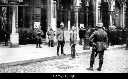 WWI - Germany occupation of Brussels, Belgium 1914, 21 August. German ...