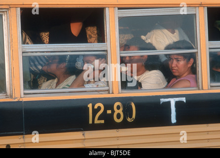 HONDURAS WOMEN WORKERS AT MAQUILA TEXTILE FACTORY ON LUNCH BREAK IN SAN ...