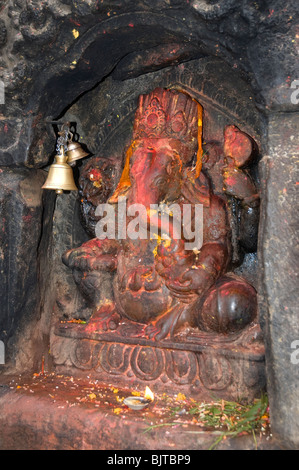 Nepal: An image of the elephant-headed Hindu god Ganesh at a temple in ...