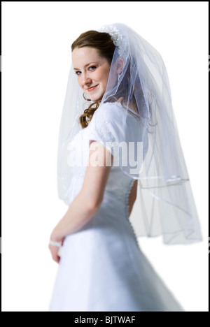 Side profile of a newlywed couple facing each other Stock Photo - Alamy