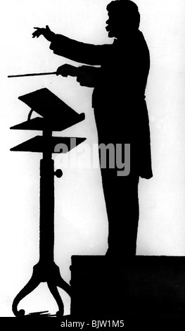 Silhouette of Arthur Nikisch (1855-1922) a Hungarian conductor. Dated ...